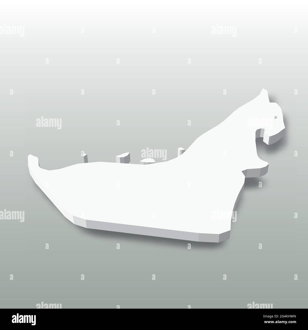 United Arab Emirates, UAE - white 3D silhouette map of country area ...