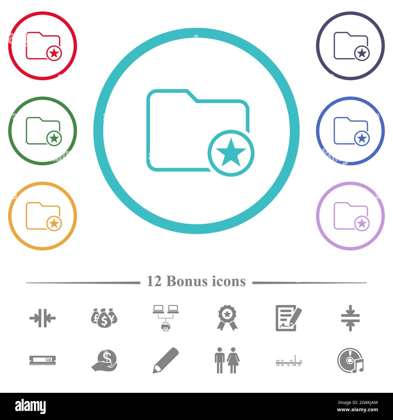 Mark directory outline flat color icons in circle shape outlines. 12 ...