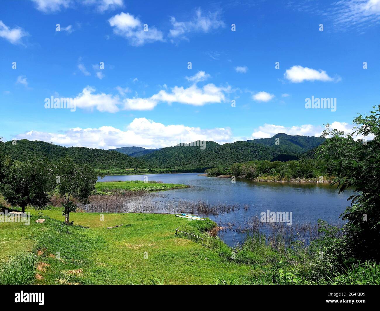 The camping ground, Ratchaburi, Thailand. landscape with mountains ...