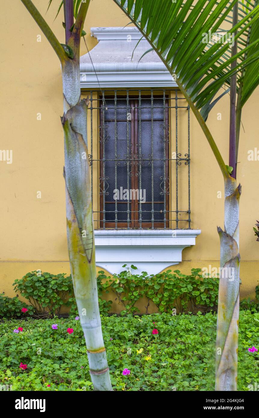 Ancient, vintage, colonial style window in Barranco district Stock ...