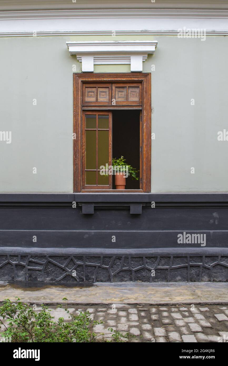 Ancient, vintage, colonial style window in Barranco district Stock ...