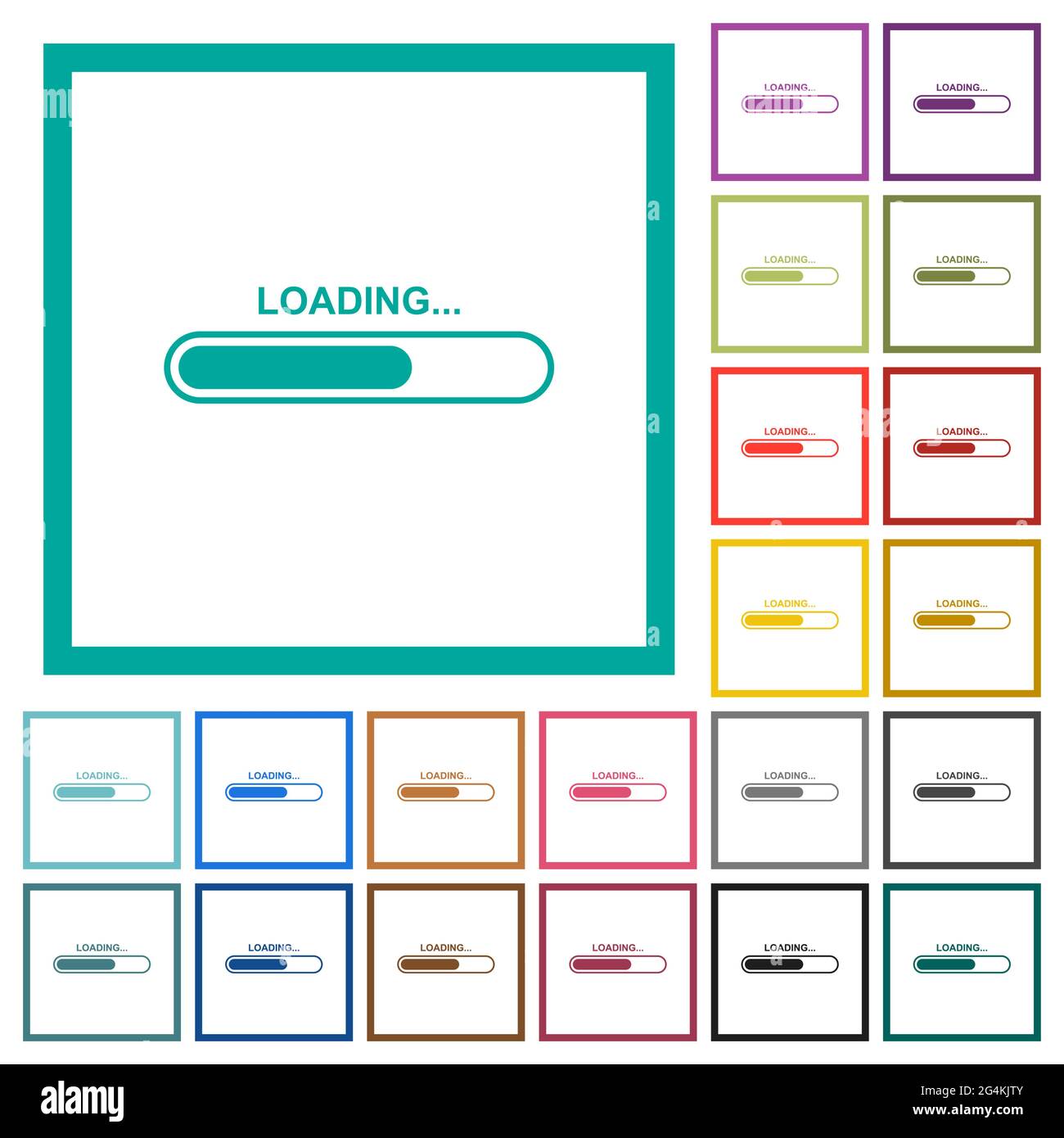 Loading flat color icons with quadrant frames on white background Stock ...