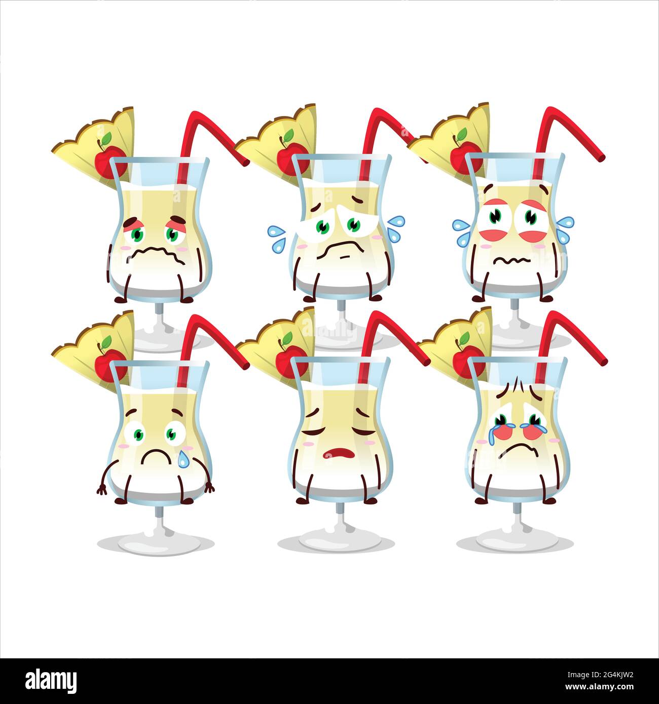 Pina colada cartoon character with sad expression. Vector illustration ...
