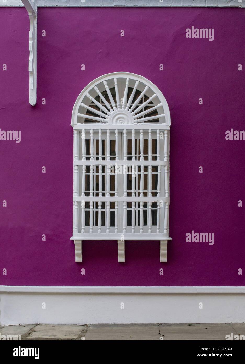 Ancient, vintage, colonial style window in Barranco district Stock ...