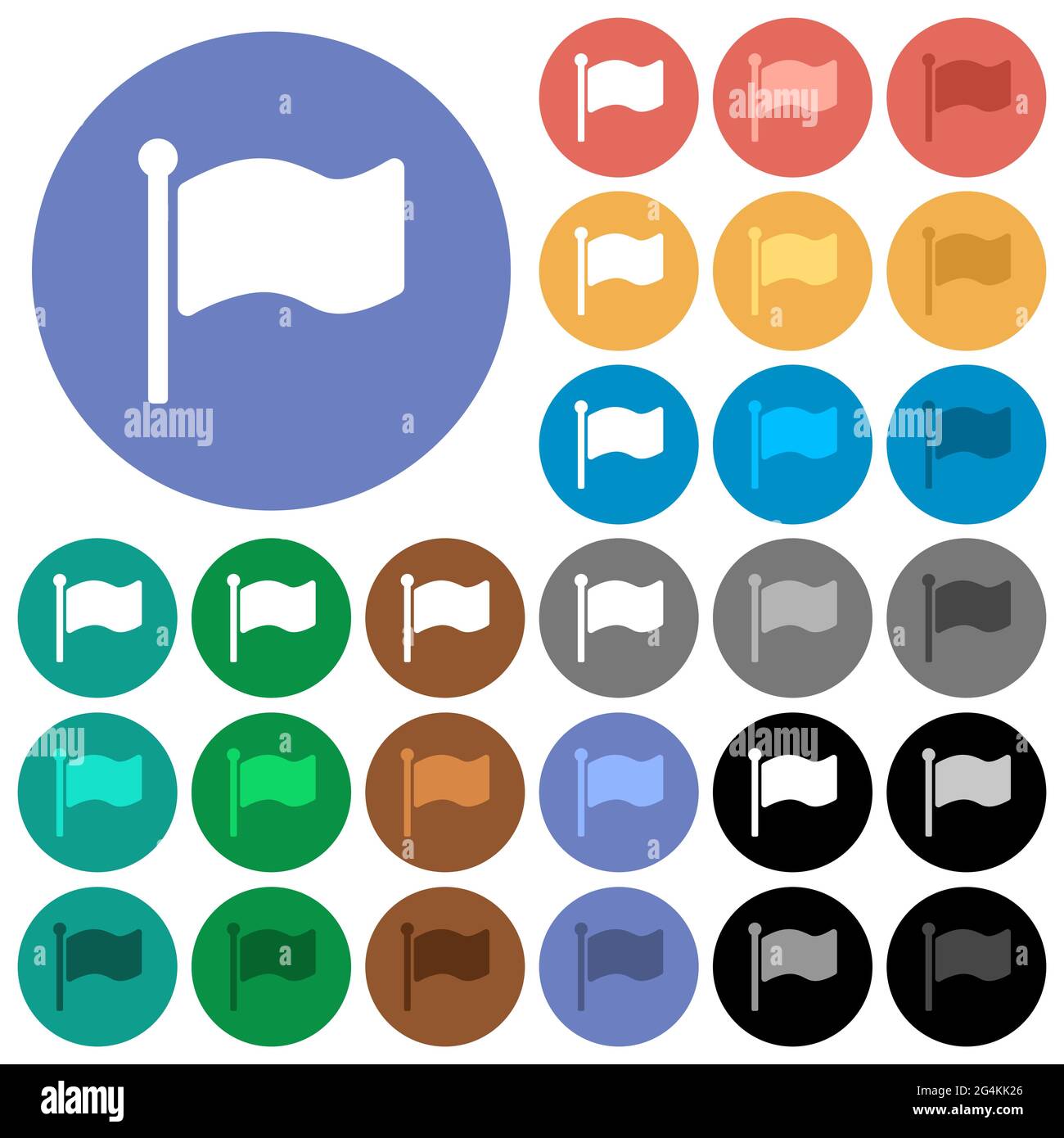 Single flag solid multi colored flat icons on round backgrounds ...