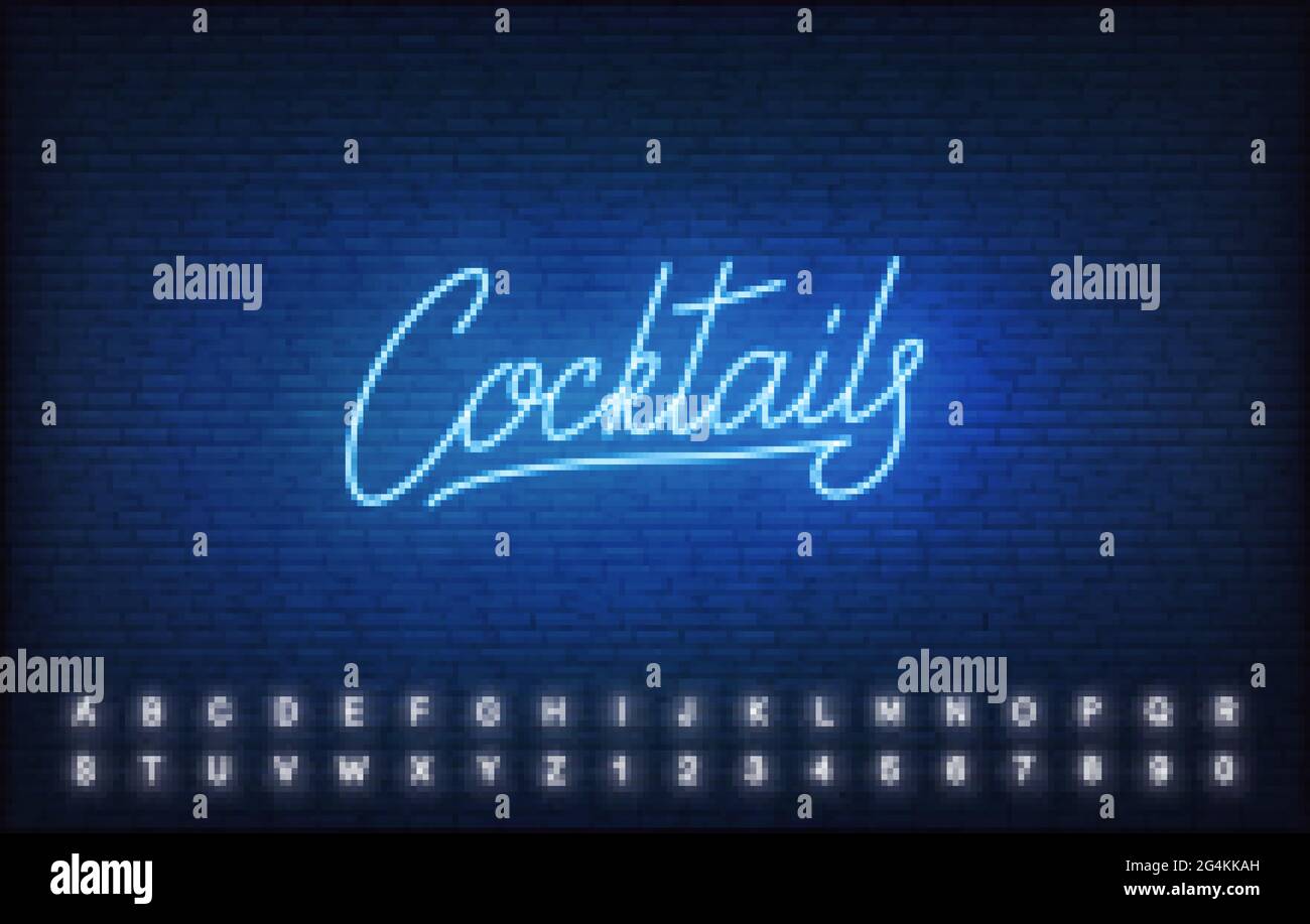 Cocktails neon template. Glowing neon lettering Cocktail Stock Vector ...