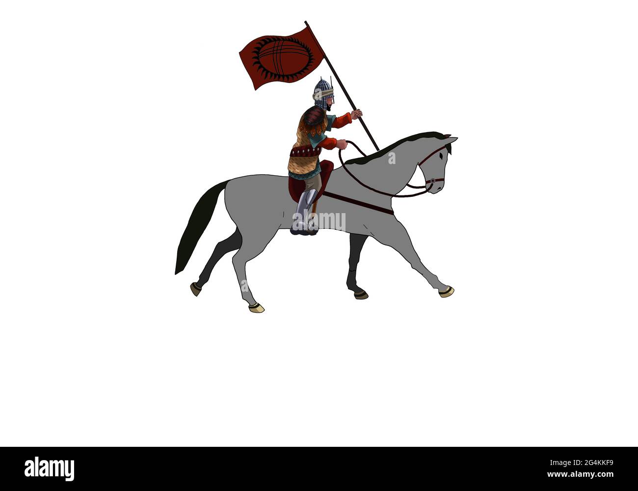 man on the white horse with flag Stock Photo - Alamy