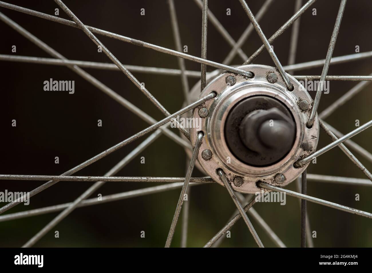 Central hub and radiating spokes of a bike / bicycle wheel Stock Photo ...