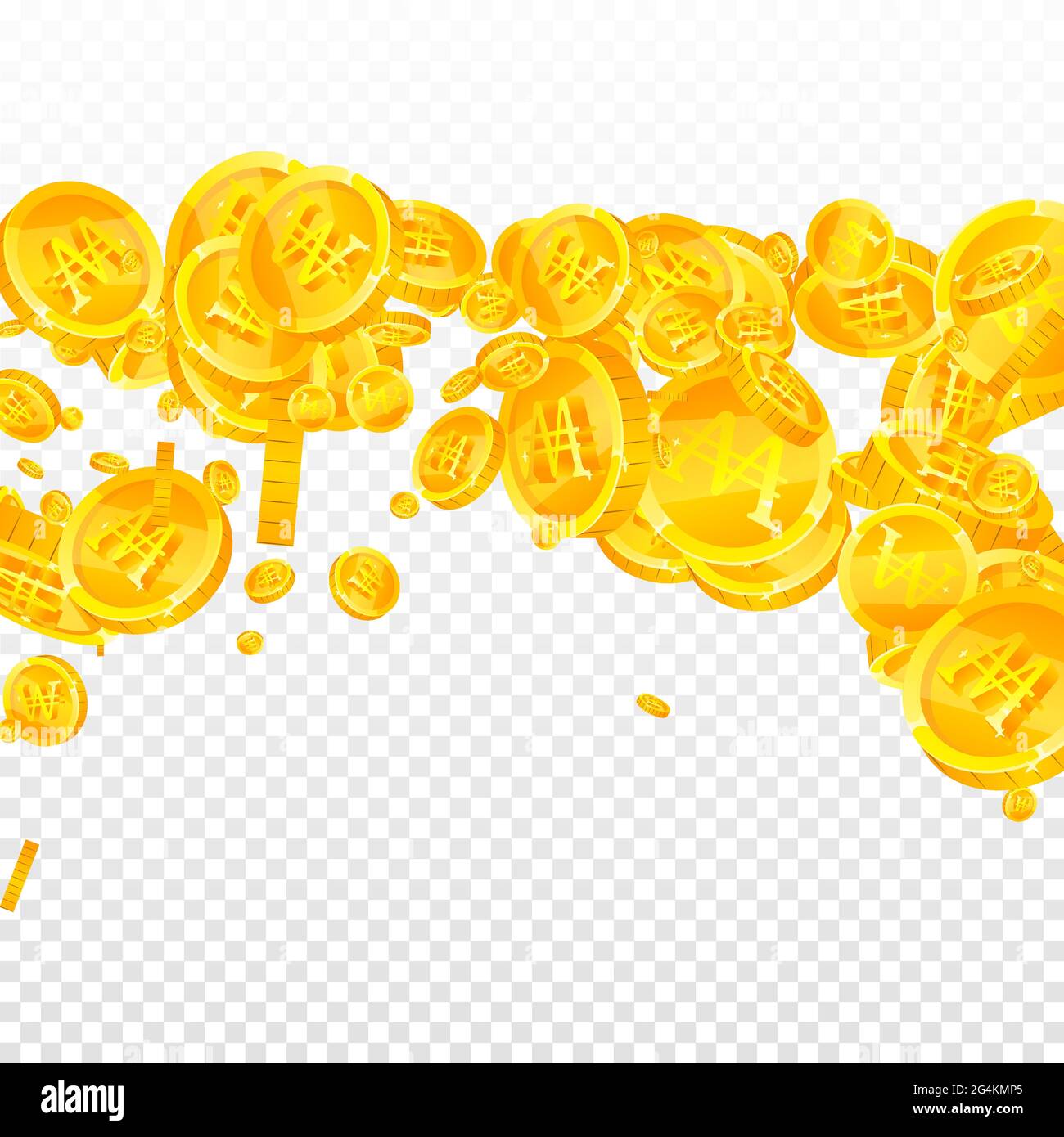 Korean won coins falling. Elegant scattered WON coins. Korea money ...