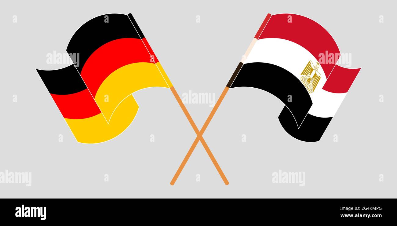 Crossed and waving flags of Egypt and Germany. Vector illustration ...