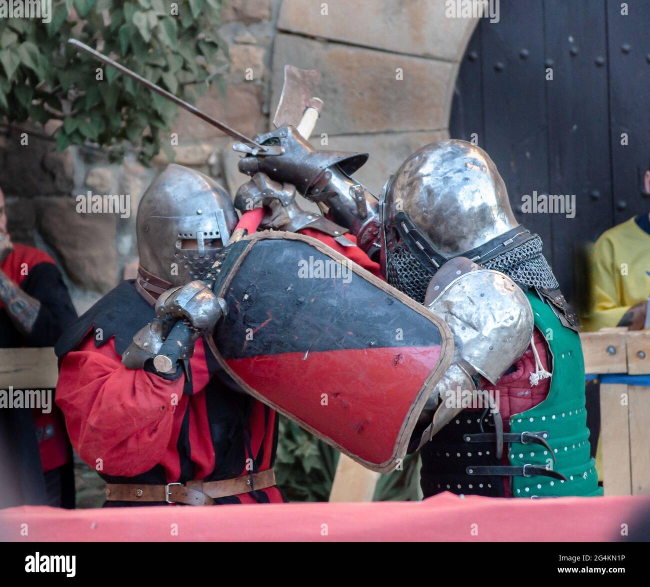 Medieval fight between two Medieval knights Stock Photo - Alamy