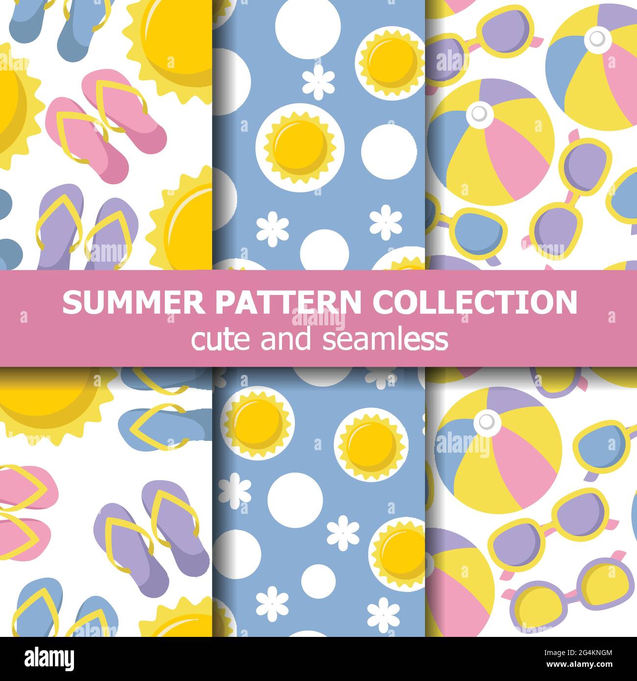 Summer pattern collection with beach theme. Summer banner. Vector Stock ...