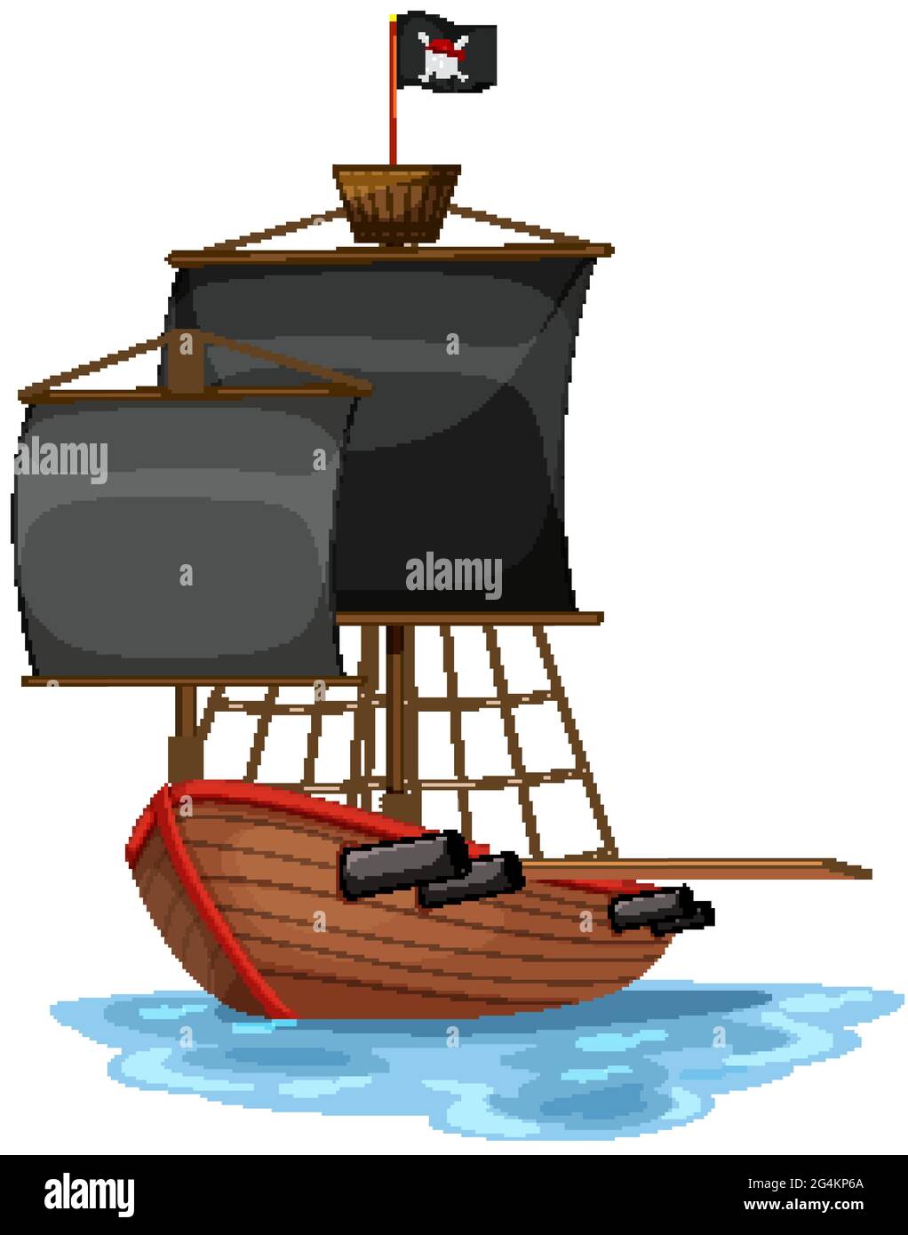 A Pirate Ship with Jolly Roger Flag isolated illustration Stock Vector ...