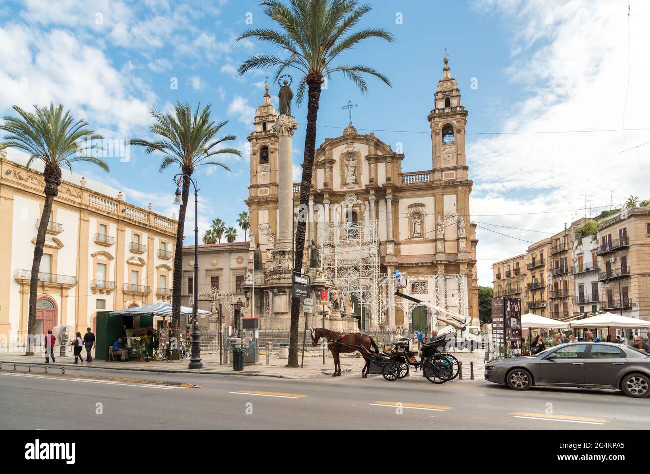 The Saint Dominic square with church of Saint Dominic and column of the ...