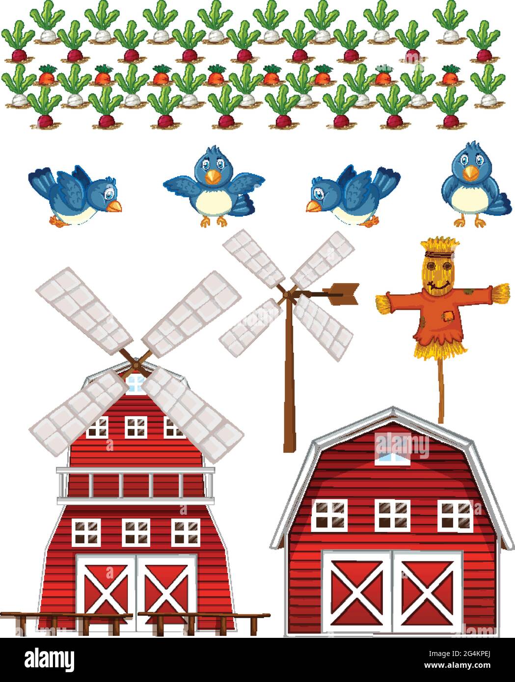 Farm element set isolated on white background illustration Stock Vector ...