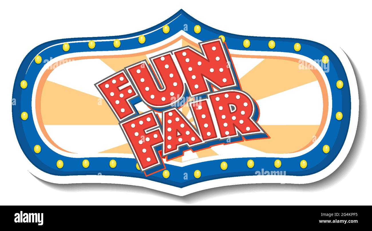 Sticker template with Funfair banner isolated illustration Stock Vector ...