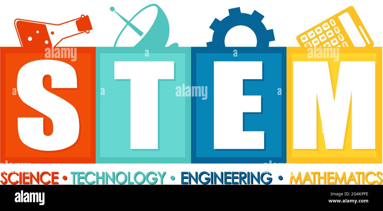 STEM education logo banner on white background illustration Stock ...