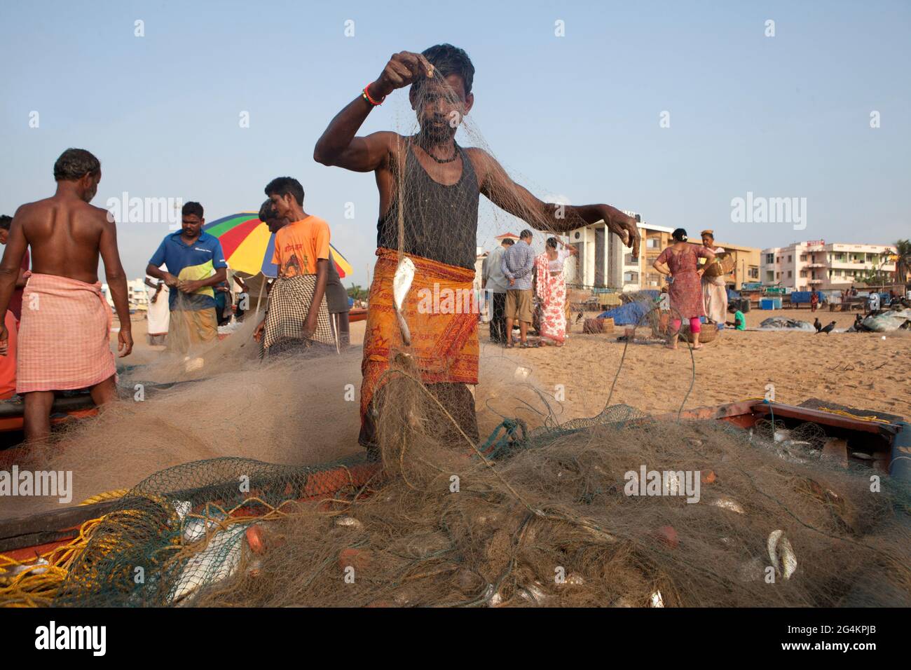Fishing activities by local fishermen at Puri, Odisha, the most popular ...