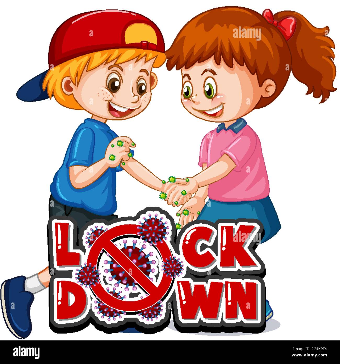 Two kids cartoon character do not keep social distance with Lock Down ...
