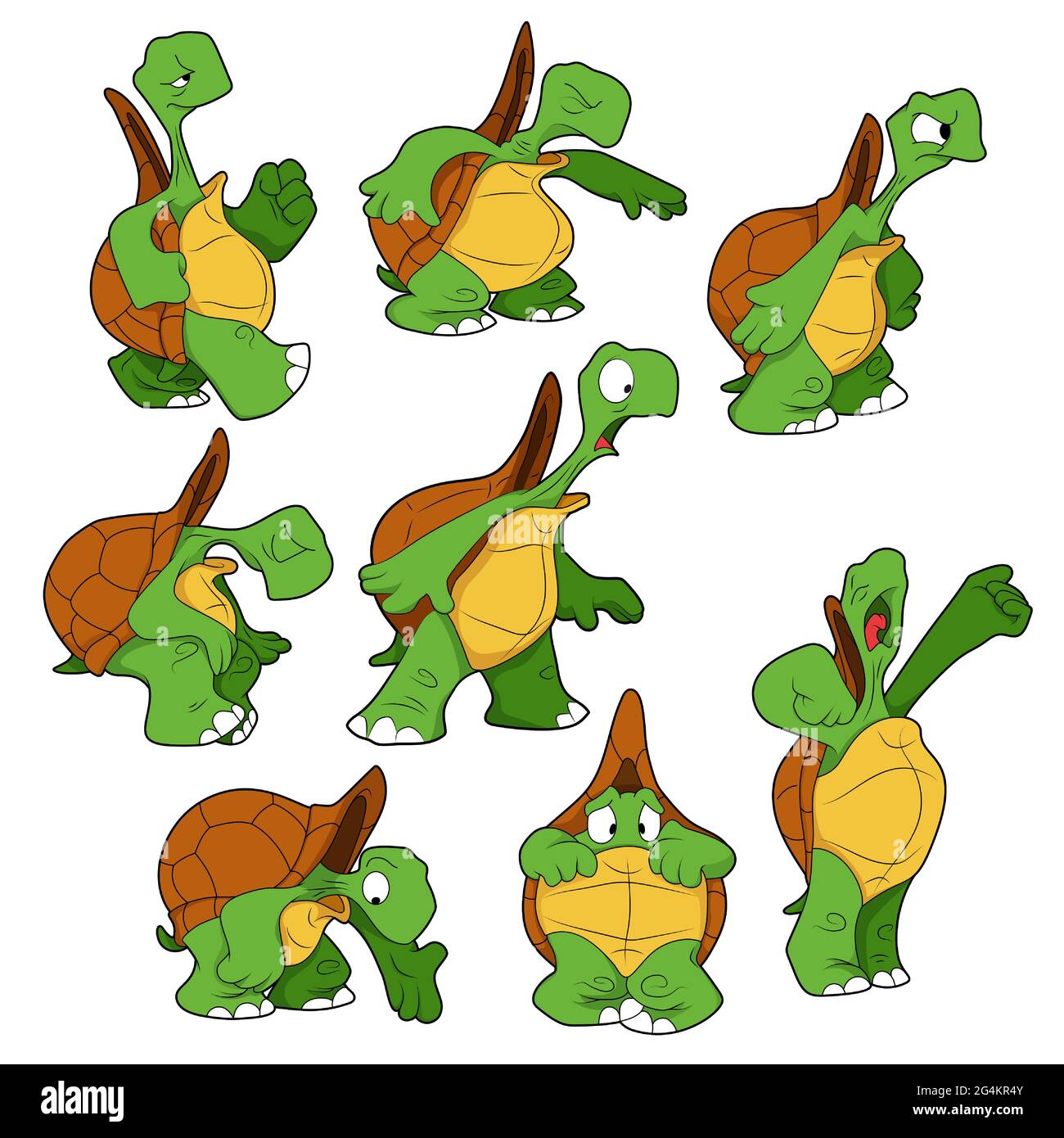 Cartoon character. Set of turtles with different emotions. Isolated on ...