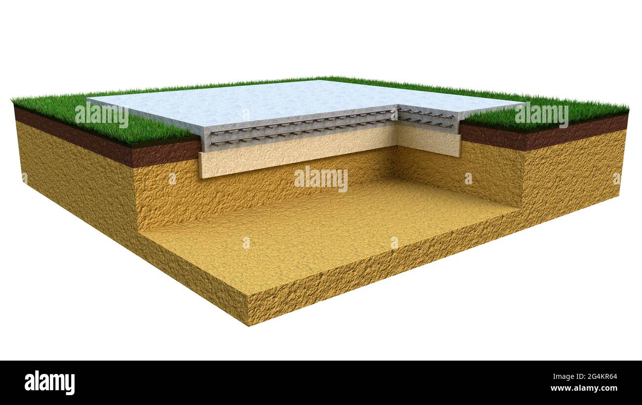 poured reinforced cement slab base. isolated digital industrial 3D ...