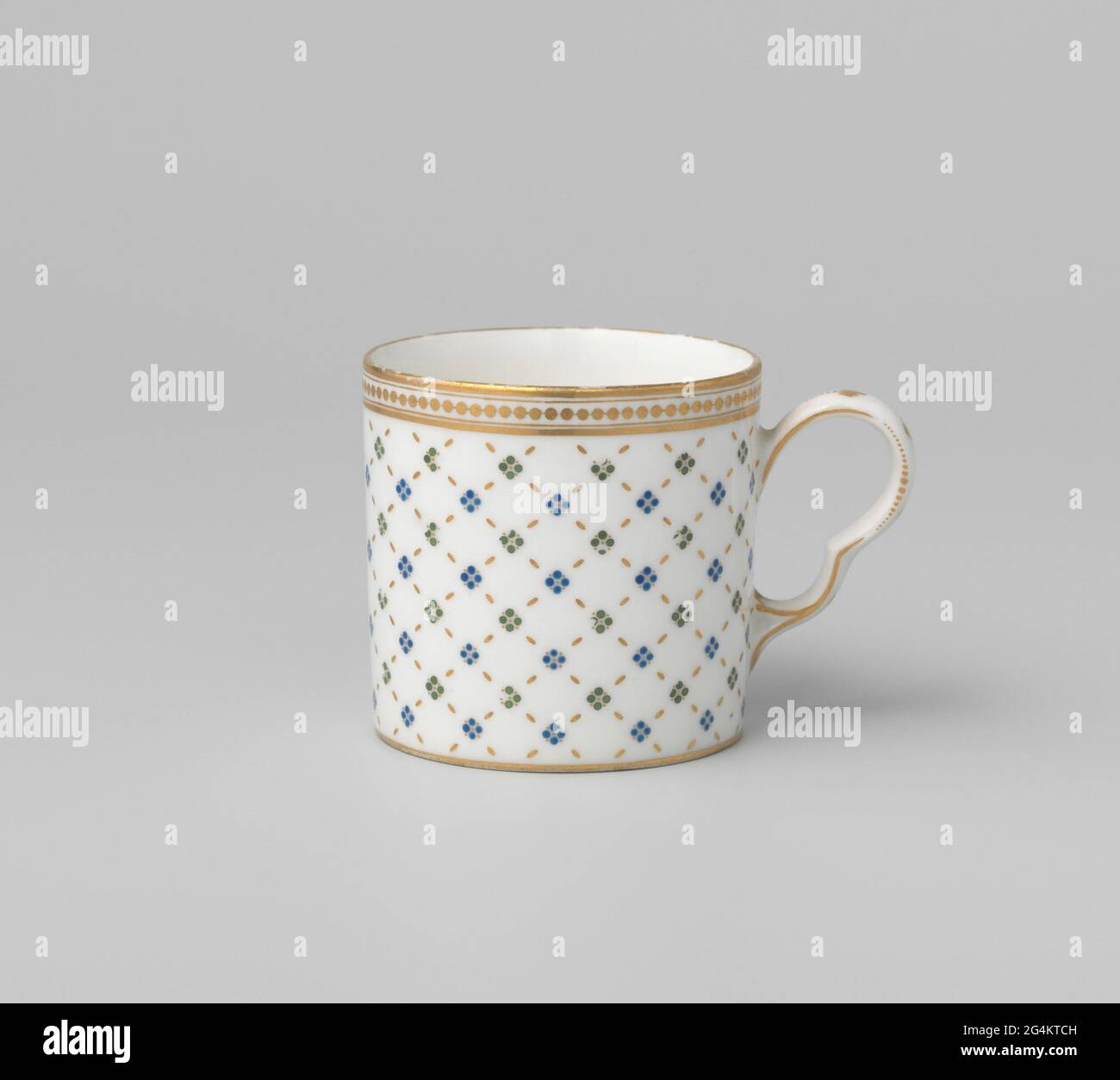 Cup with repeating pattern of four passes and stripes. Cup of porcelain ...