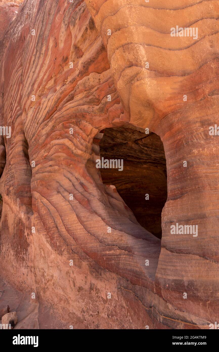 The multi-colored exposed sandstone rock and mineral layers inside the ...