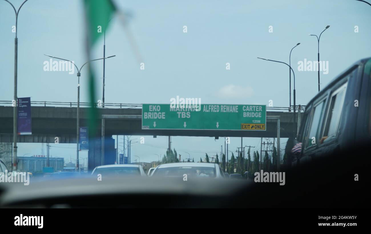 Highway signage in Lagos Nigeria Stock Photo - Alamy