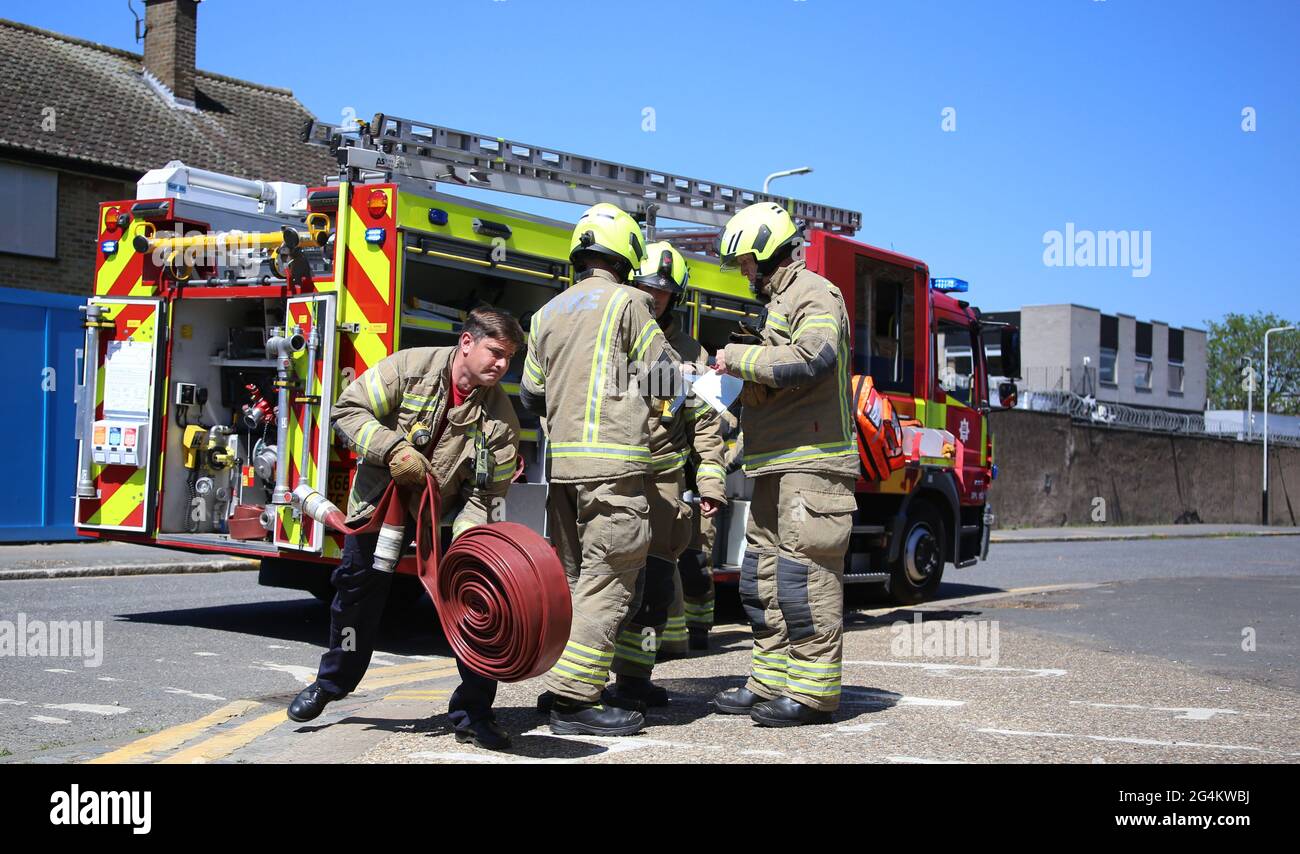 London firefighters at the scene of an incident Stock Photo - Alamy