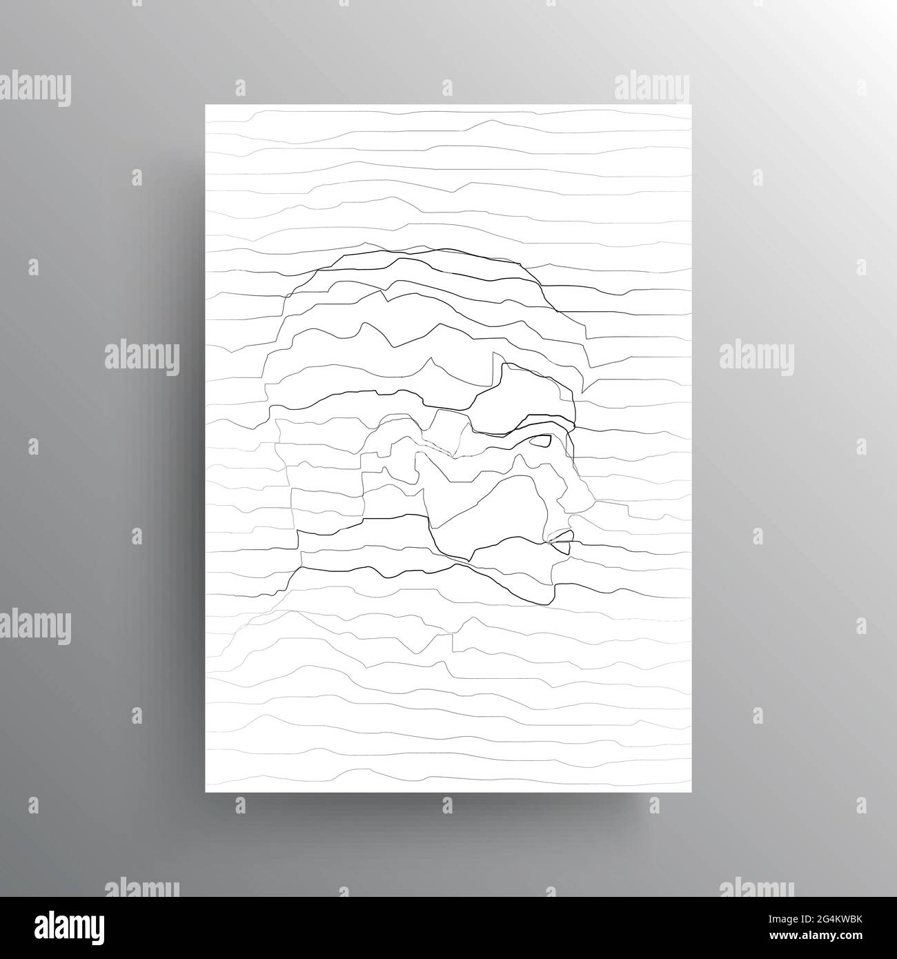 Abstract male face in wavy horizontal lines style. Side view of a man ...