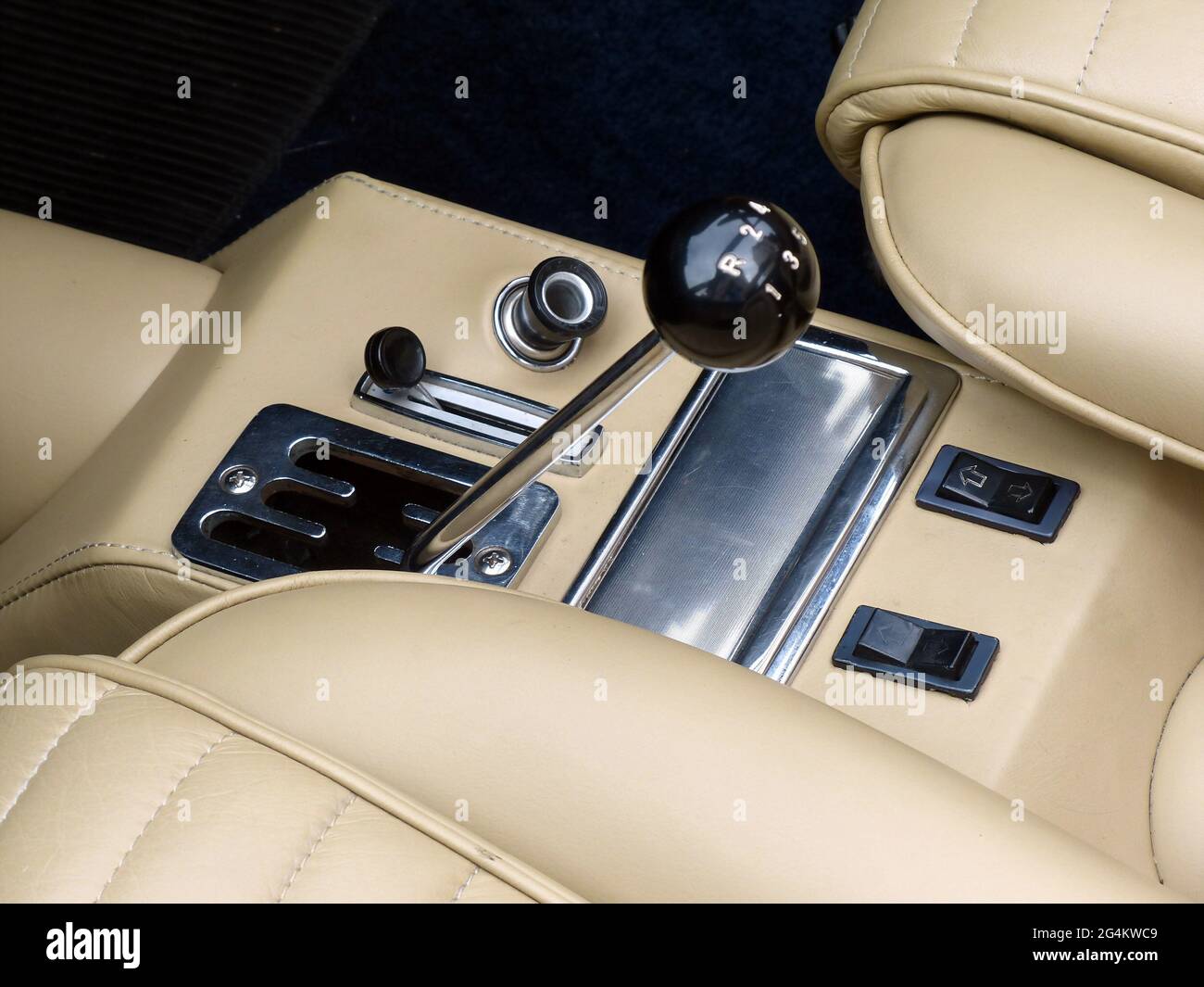 Beige inside of a mechanical car Stock Photo - Alamy