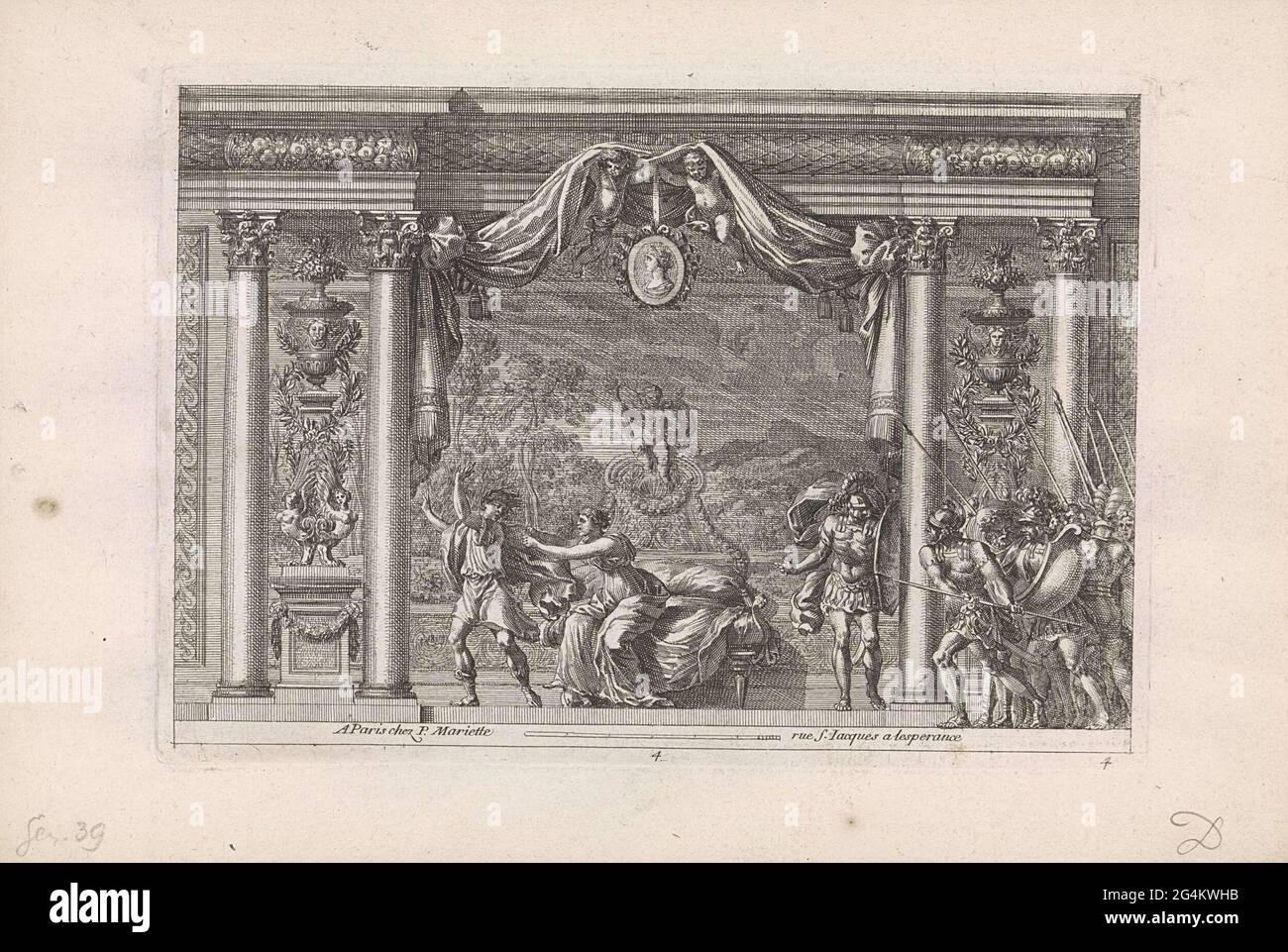 . Alcove with Joseph fleeing for Potifar's wife. On the right stand ...