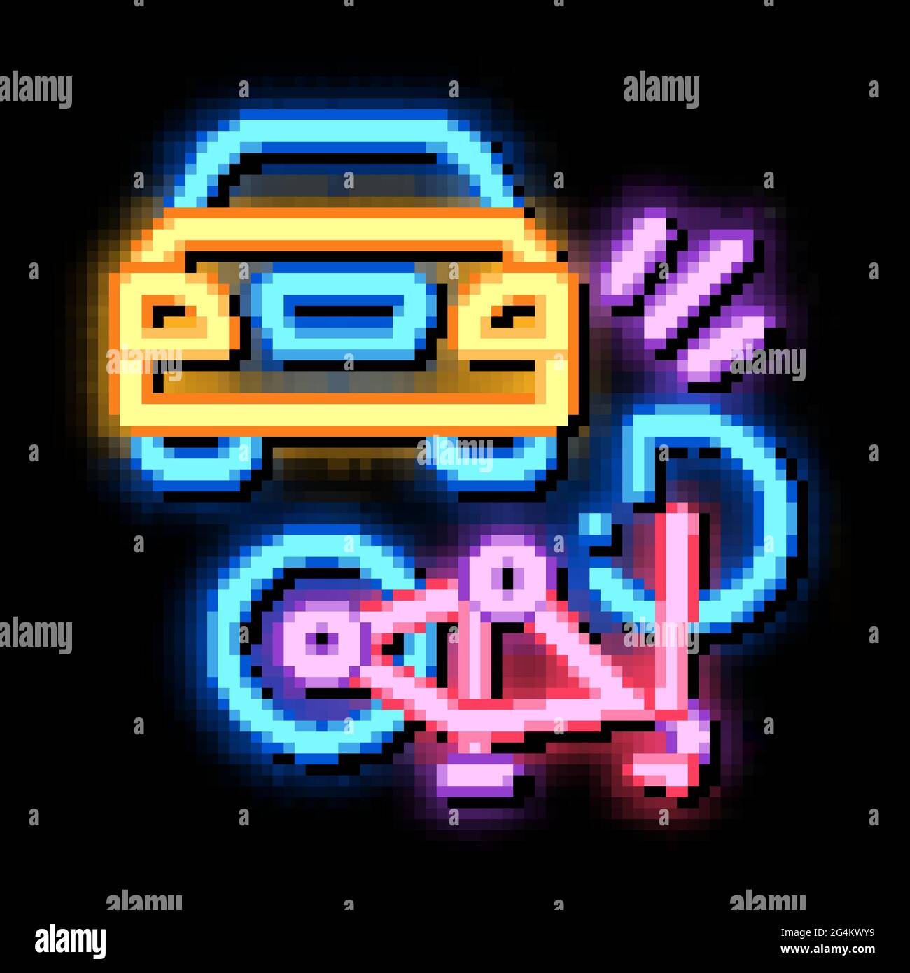 bike and car accident neon glow icon illustration Stock Vector Image ...