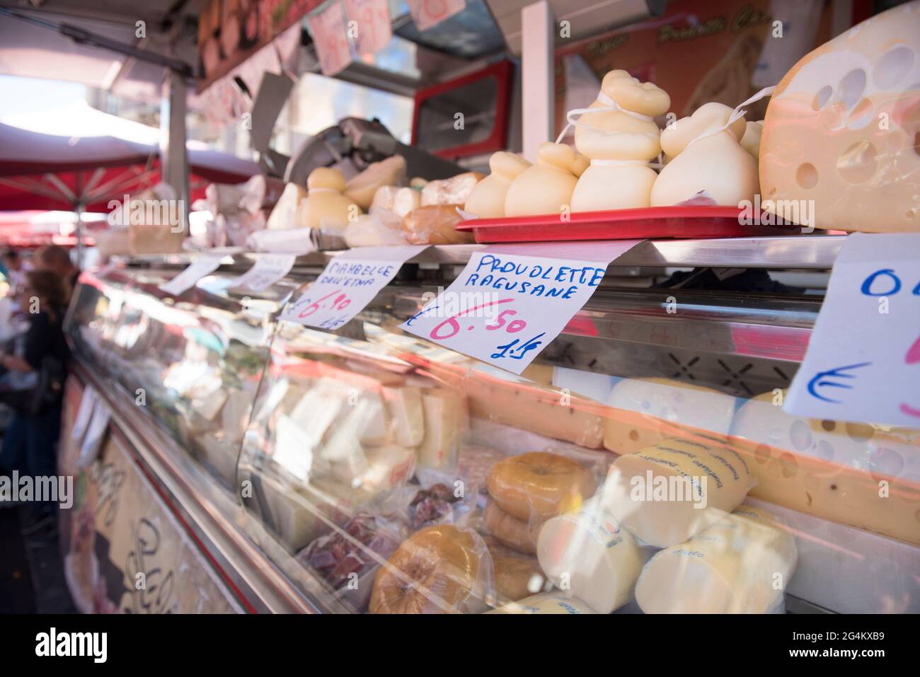 Traditional sicilian cheese, typical market called Fera 'o Luni ...