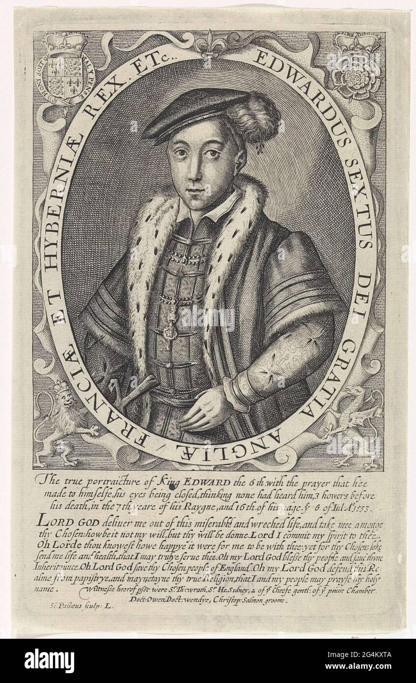 . Portrait of Edward VI, king of England. In the frame of the frame the ...