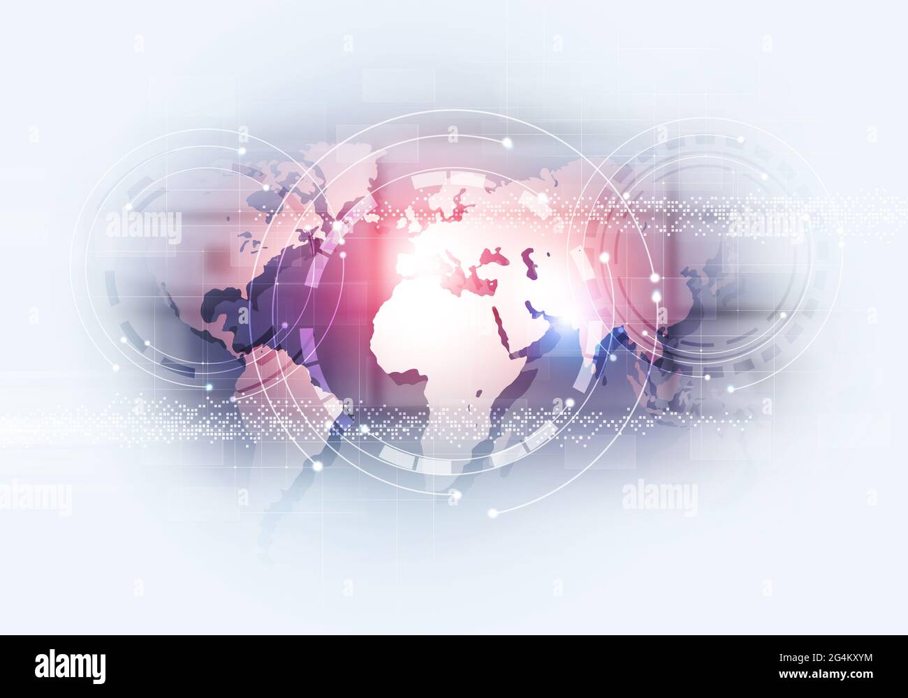 technology web concept connections background on world map. mixed media ...