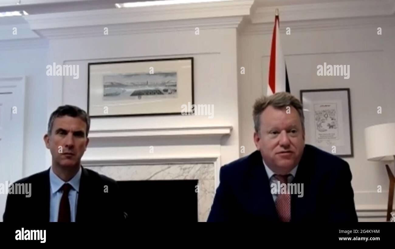 Screen grab of Lord Frost (right) and Matthew Taylor, Director General ...
