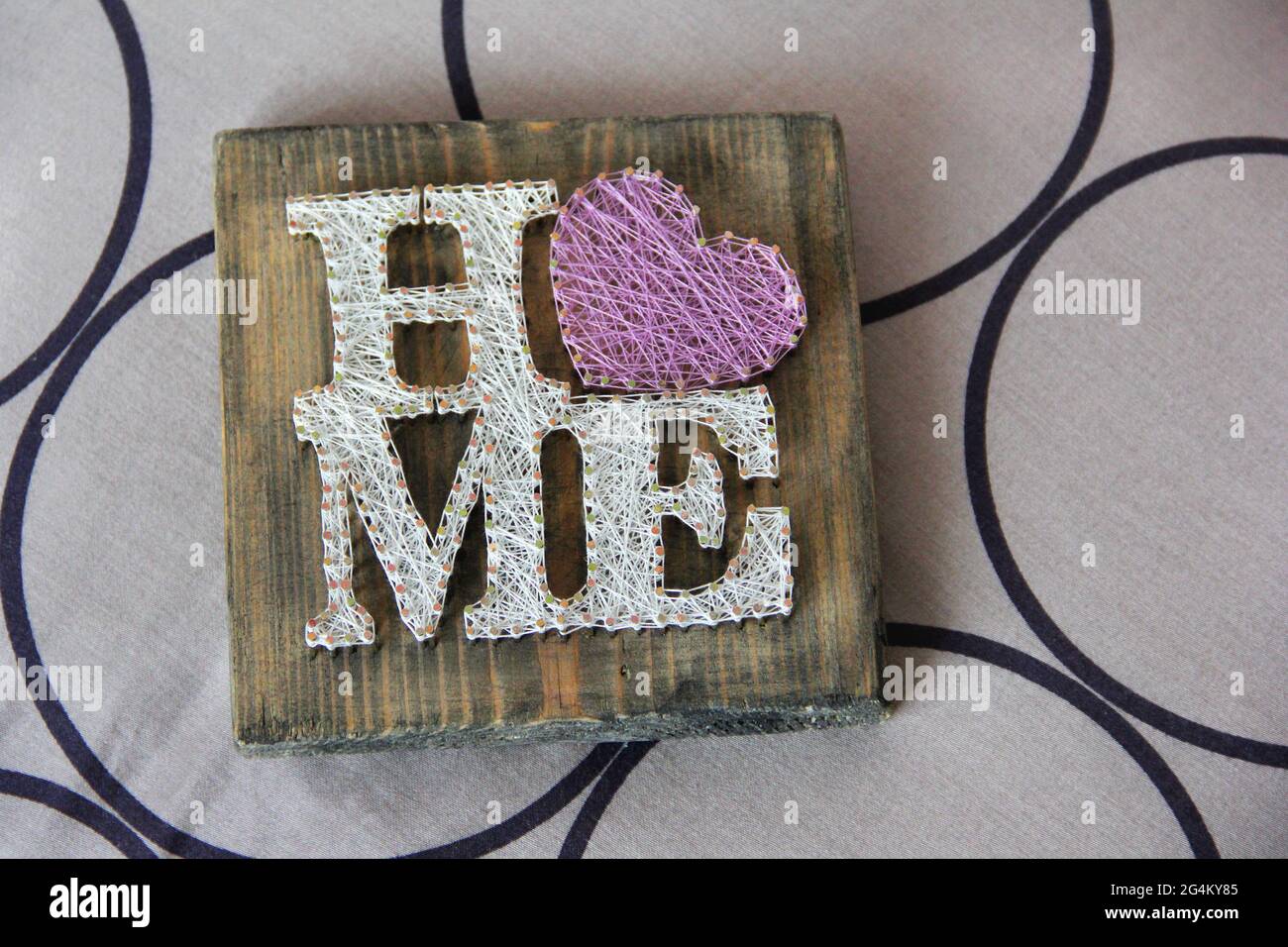 String art. Handmade board. Home Stock Photo - Alamy