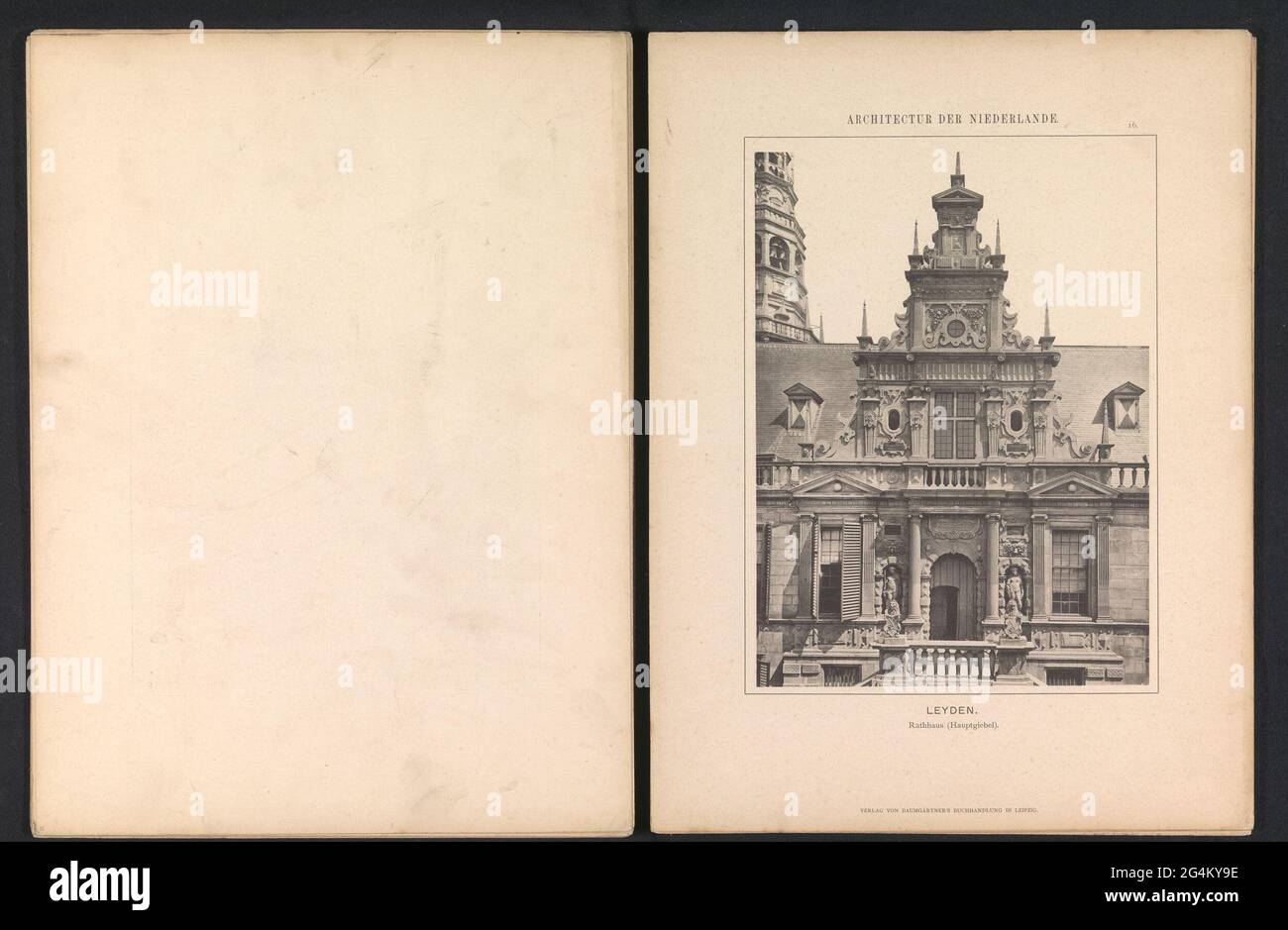 View of the facade of the city hall of Leiden; Leyden. Rathhaus ...