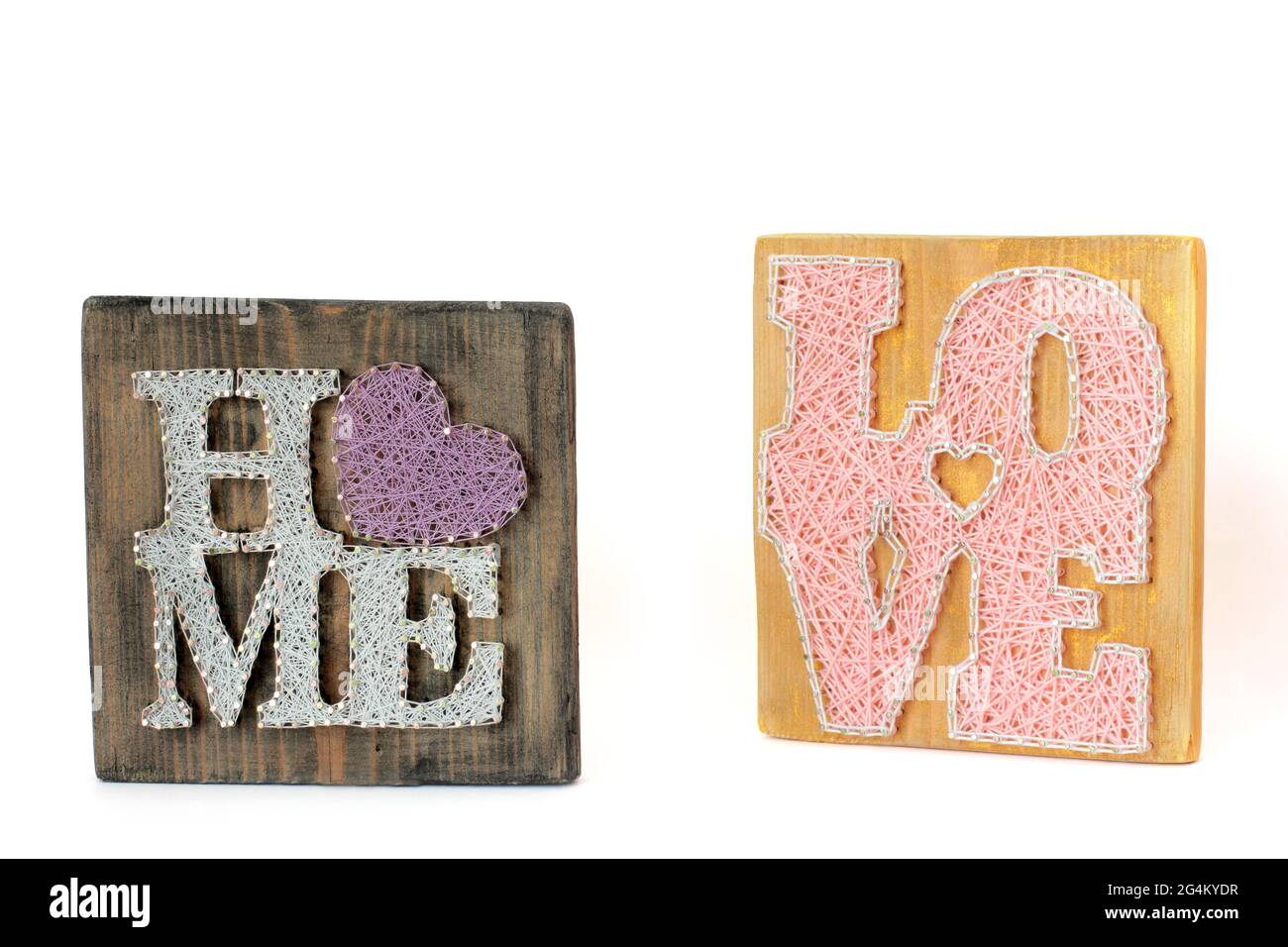 String art. Handmade boards Stock Photo - Alamy