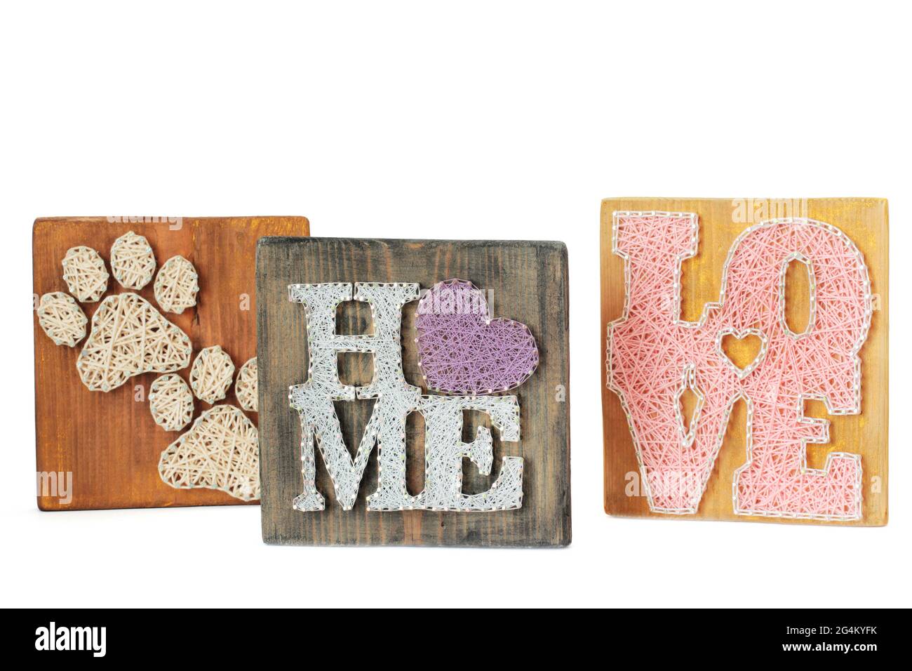 String art. Handmade boards Stock Photo - Alamy