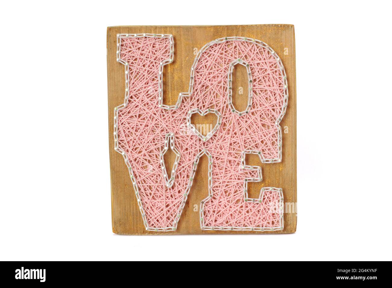 String art. Handmade board. Love Stock Photo - Alamy