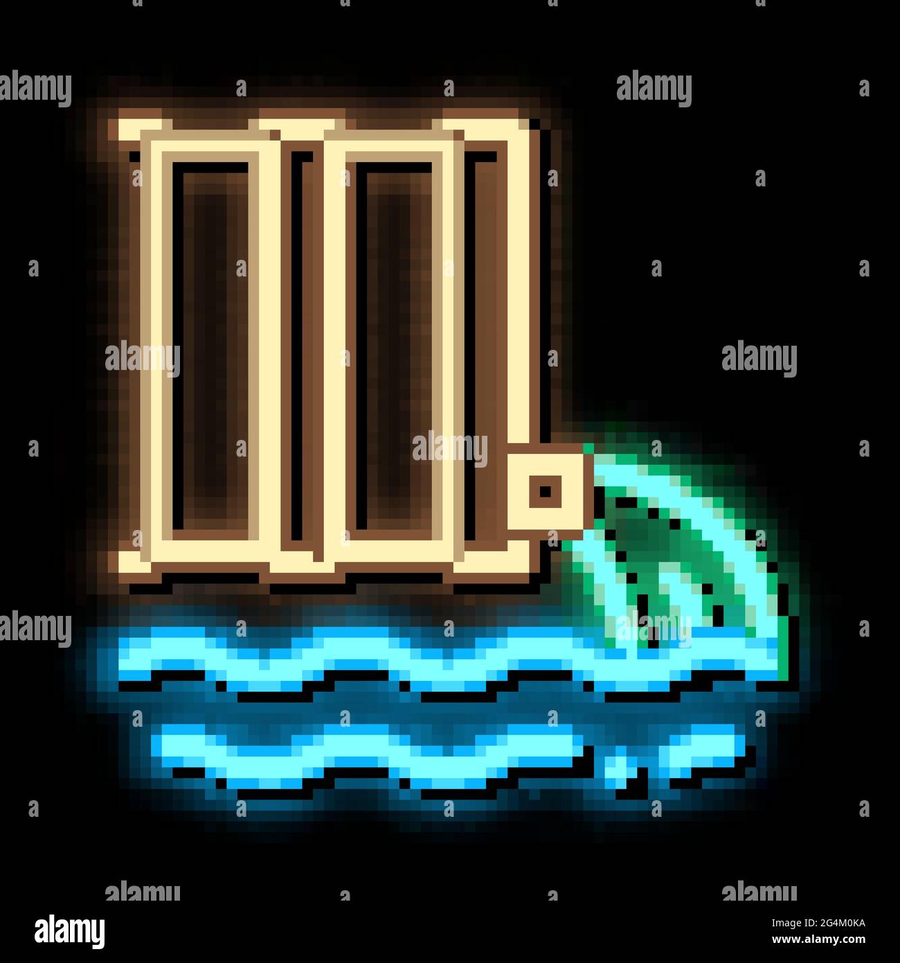 spill of harmful substances into water neon glow icon illustration ...