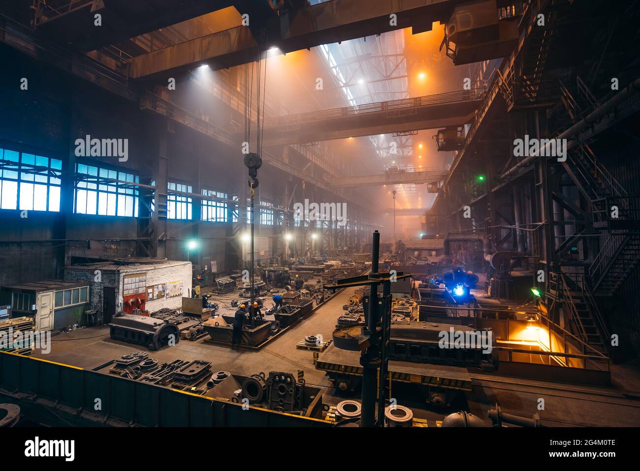 Metallurgical plant. Industrial steel production. Steel mill factory ...