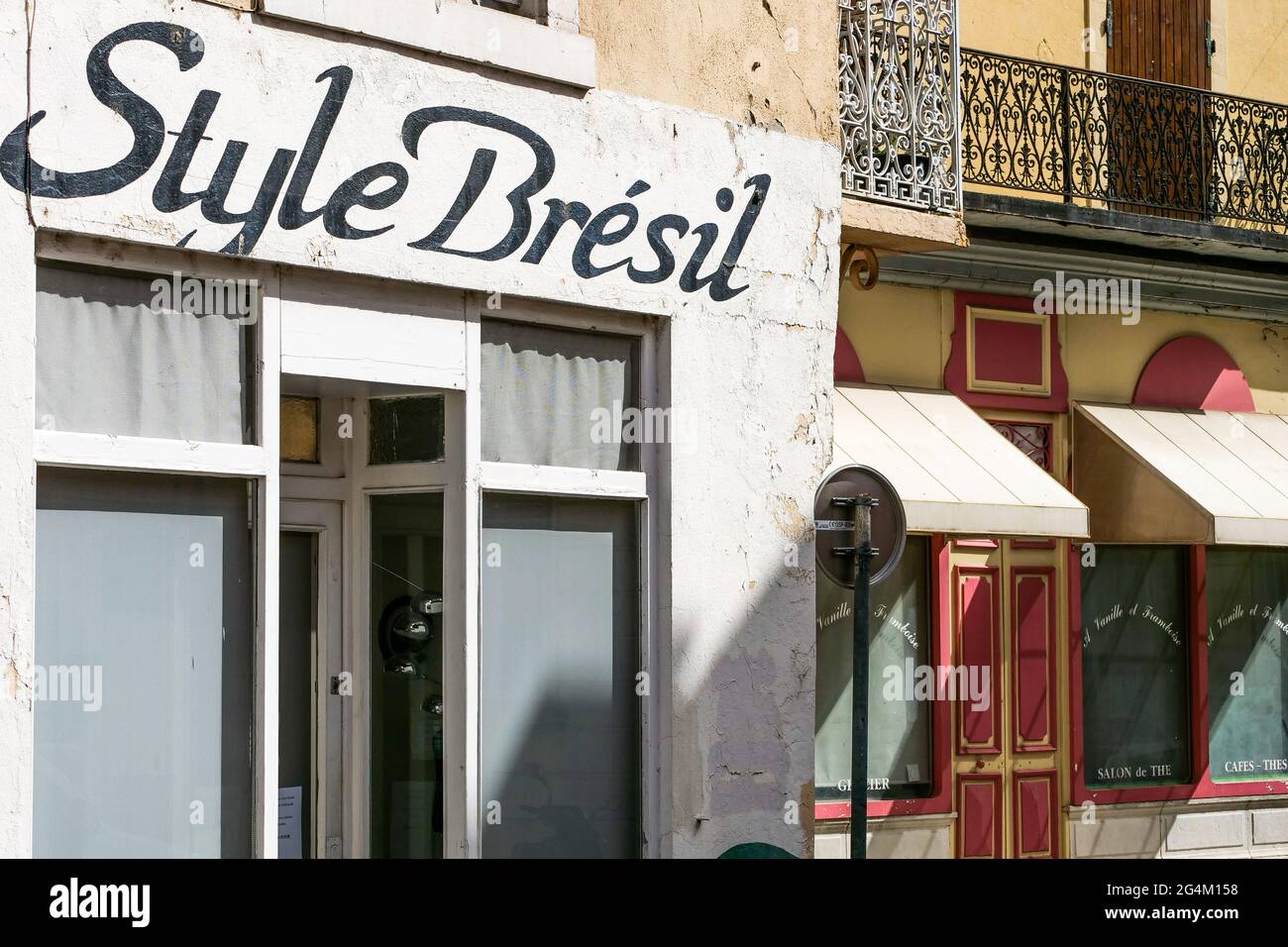 Exotic shop sign, Tournon-sur-Rhône, Ardèche, AURA Region, France Stock ...