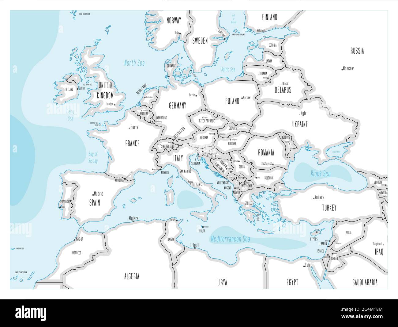 Continental Europe map - hand-drawn cartoon style Stock Vector Image ...