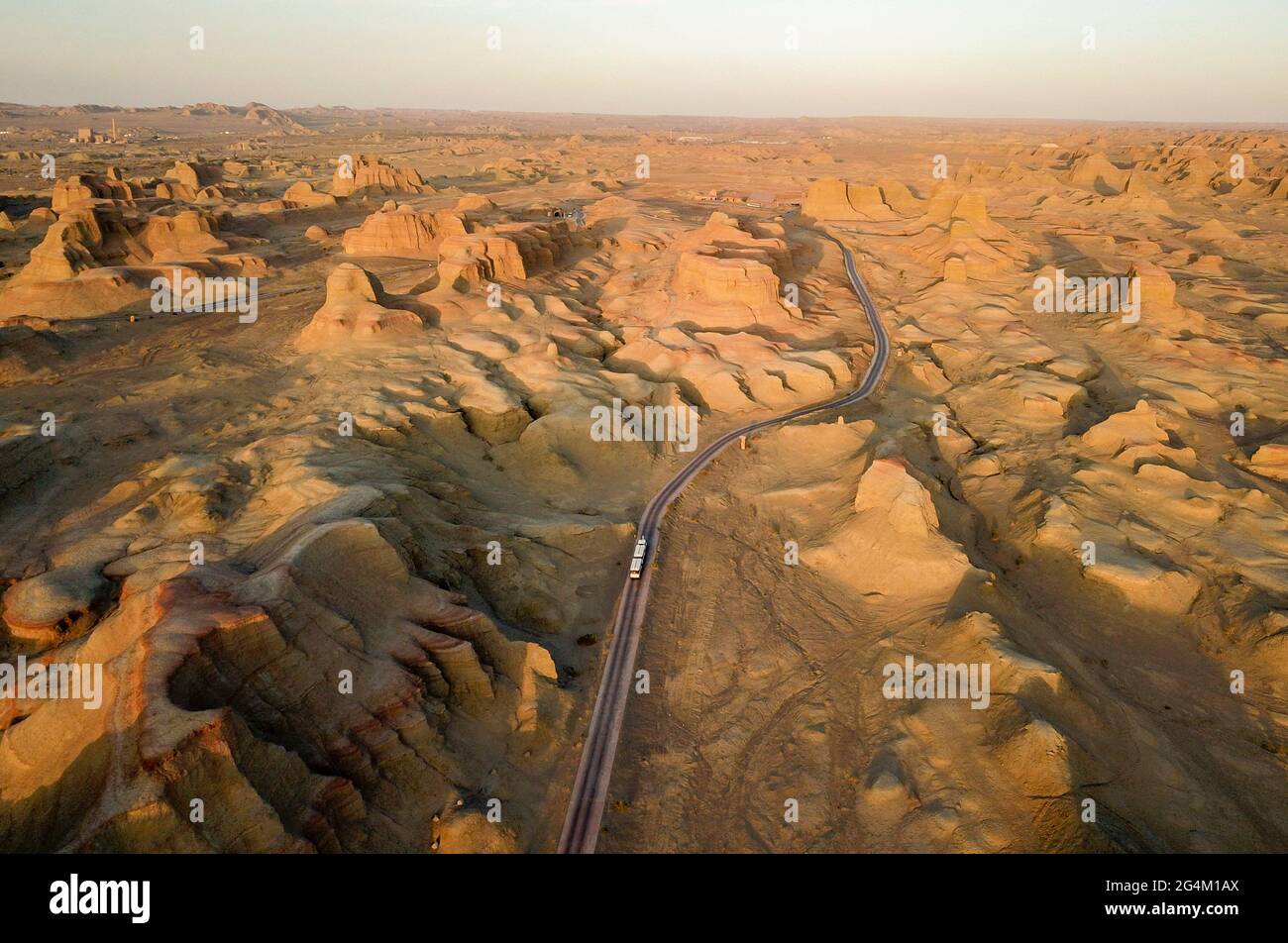 Karamay. 21st June, 2021. Aerial photo taken on June 21, 2021 shows a ...