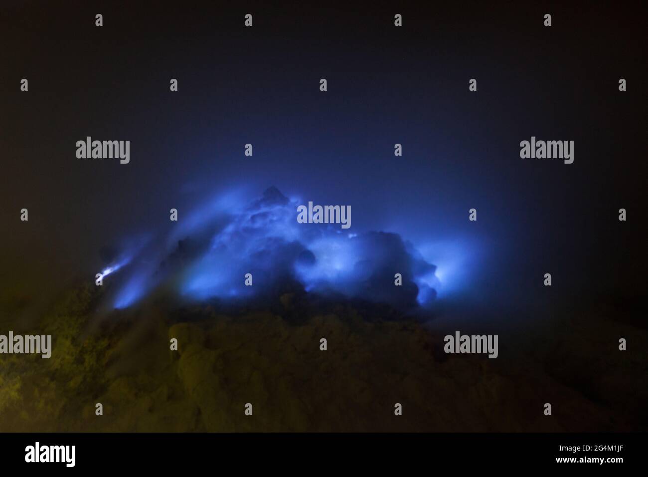 Blue fire at Mount Kawa Ijen, Java, Indonesia, Southeast Asia, Asia ...