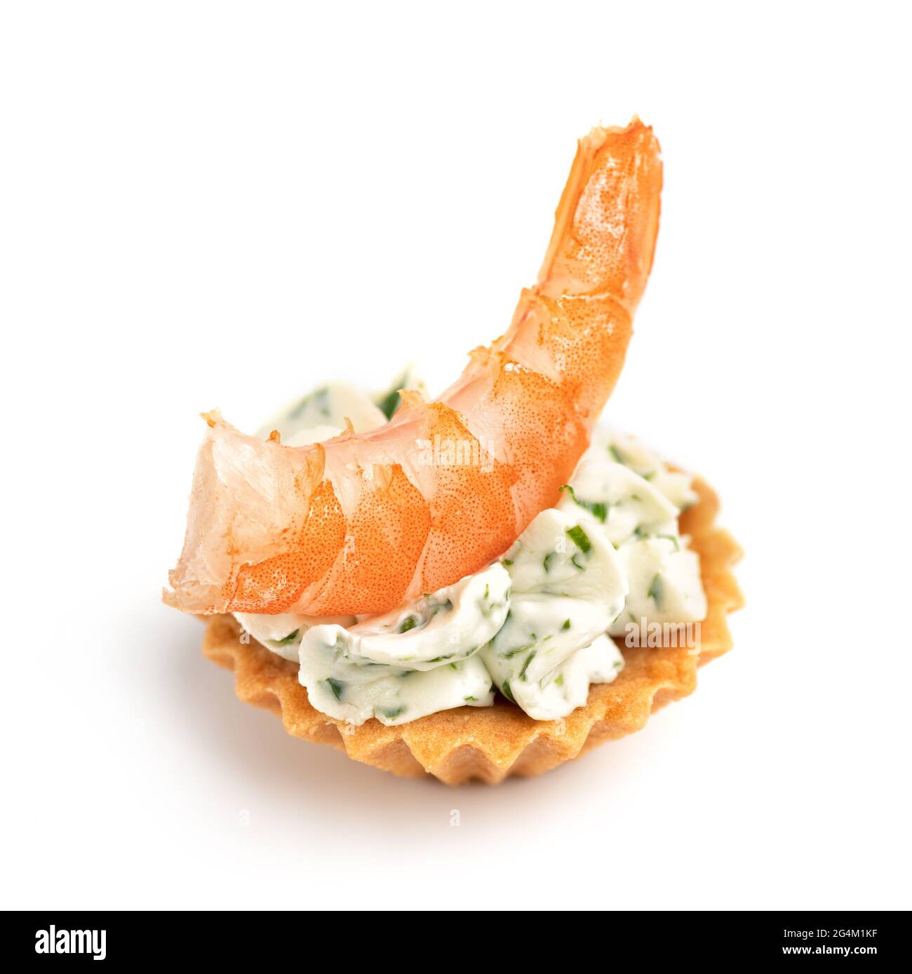 Seafood canape shrimp and cheese isolated on white background Stock ...