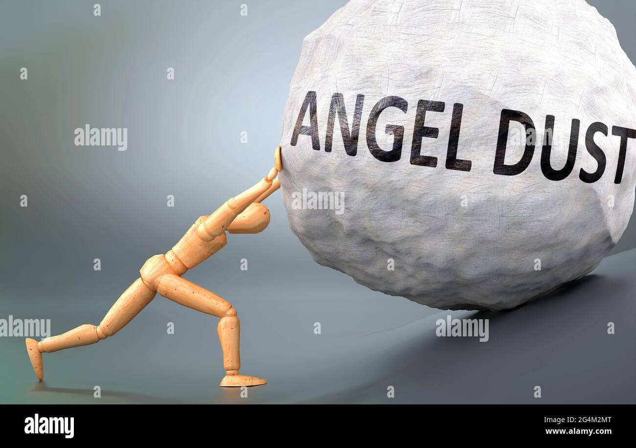 Angel dust and painful human condition, pictured as a wooden human ...